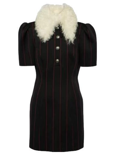 Alessandra Rich Striped Wool-blend Mini Dress - Black/red