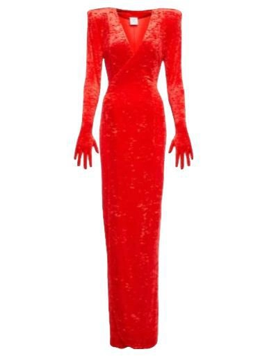 Vetements Velvet Wrap Maxi Dress - Red
