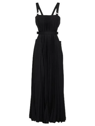 CHRISTOPHER KANE Pleated Midi Dress With Cutout Sides And D-ring Belted Waist - Black