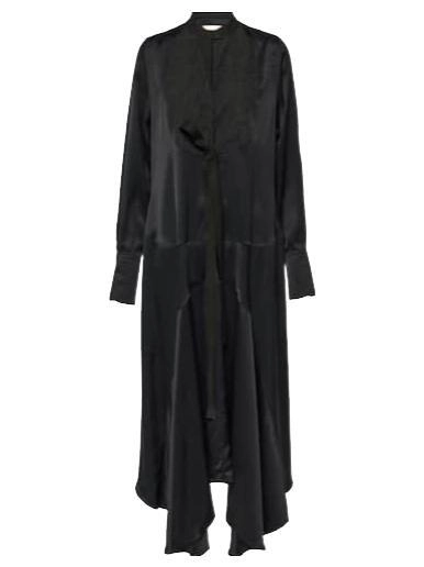 Plan C Asymmetrical Pleated Midi Dress - Black