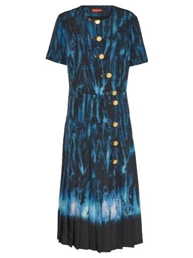 Altuzarra Myrtle Printed Pleated Midi Dress - Blue