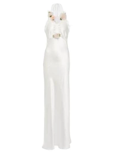 RODARTE Floral Embellished Silk Maxi Dress - White
