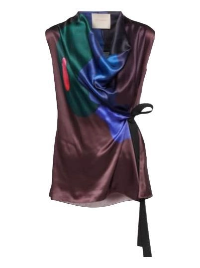 ROKSANDA Printed Self-tie Silk Wrap Top - Black