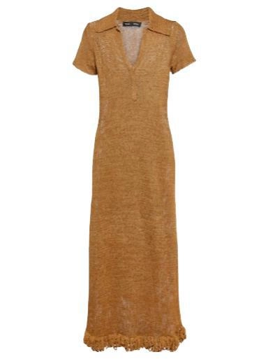 Proenza Schouler Knitted Midi Dress With Frayed Hem - Brown