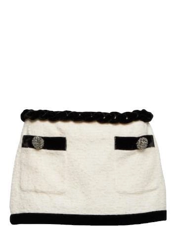 AREA Embellished Boucle Miniskirt - White