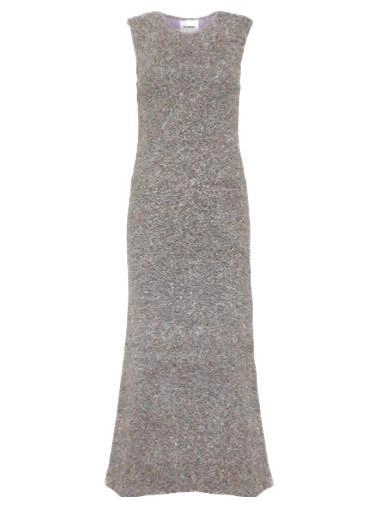 JIL SANDER Sleeveless Metallic Sheen Midi Dress - Gray