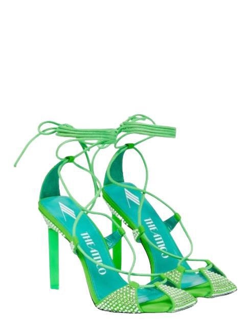 Attico Adele Lace-up Crystal-embellished High Heel Sandals - Green