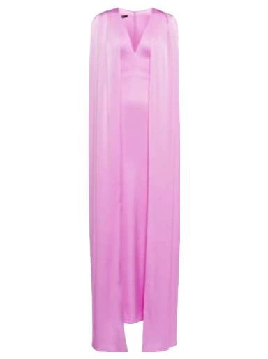 Alex Perry Hudson Satin Crepe Gown With Cape Effect - Purple