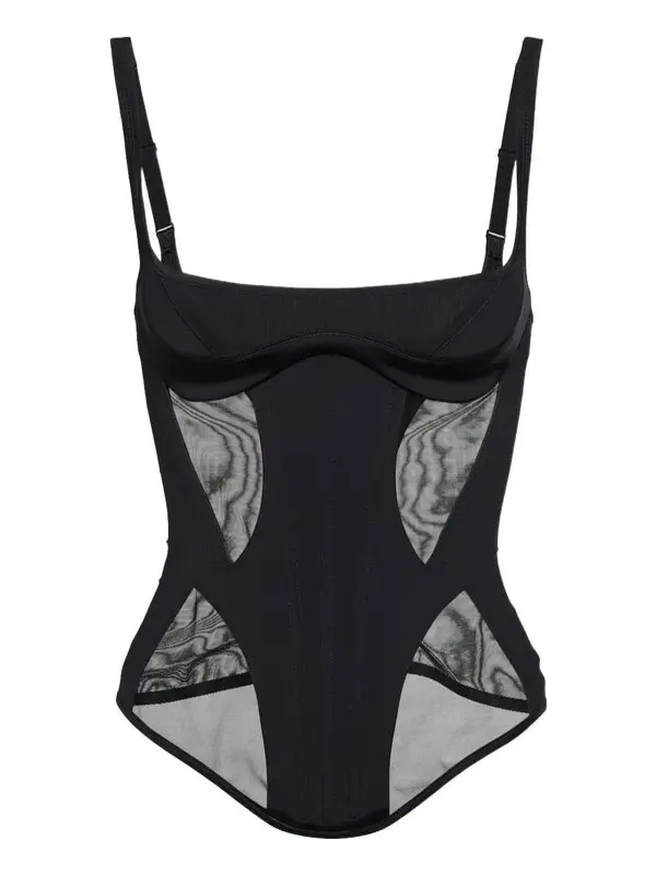 MUGLER Seam Bustle With Square Neckline - Black