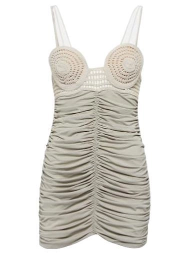 Magda Butrym Ruched Crochet And Jersey Minidress - Gray