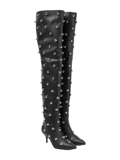 Magda Butrym Embellished Leather Over-the-knee Boots - Black