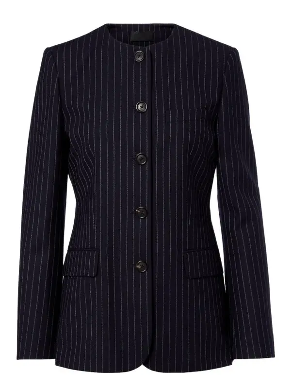 NILI LOTAN Pinstripe Wool Jacket - Black