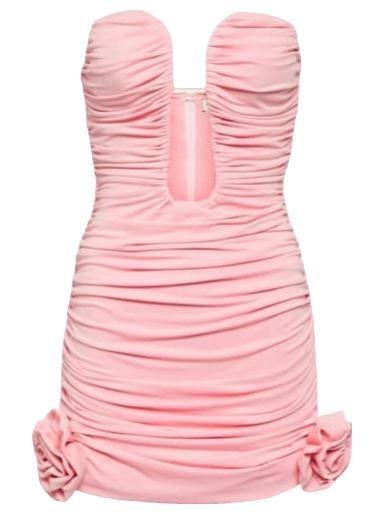 Magda Butrym Floral-appliqué Ruched Off-the-shoulder Minidress - Pink