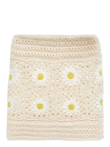 Alanui Daisy Crocheted Miniskirt - Nude