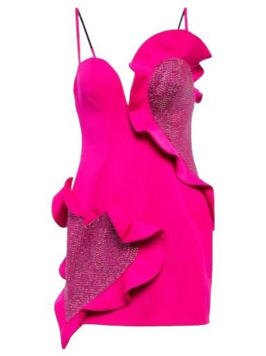 AREA Embellished Wool Crepe Mini Dress - Pink