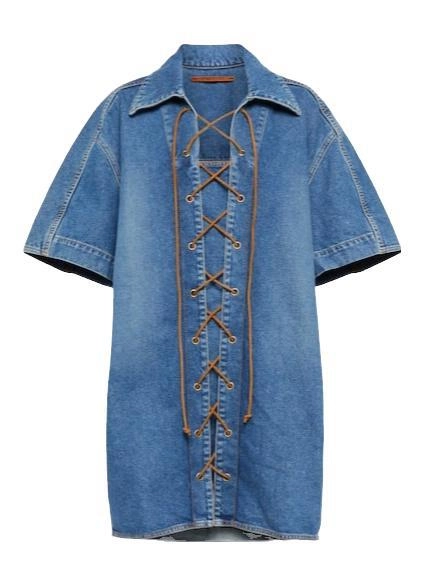 PETAR PETROV Amos Denim Mini Dress - Blue