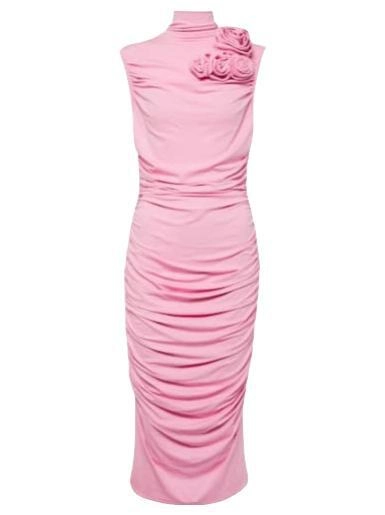 Magda Butrym Floral Appliqué Knit Midi Dress - Pink