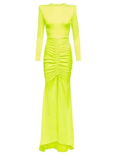 Alex Perry Ruched Satin Gown - Yellow