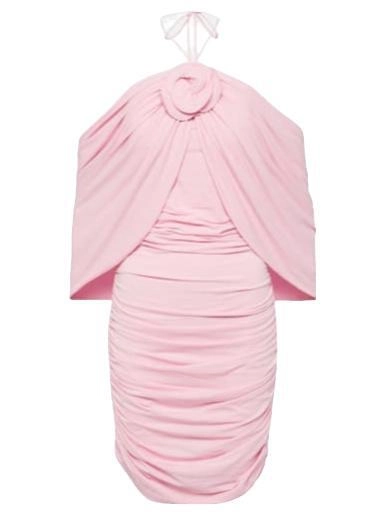 Magda Butrym Floral-appliqué Off-shoulder Wrap Dress - Pink