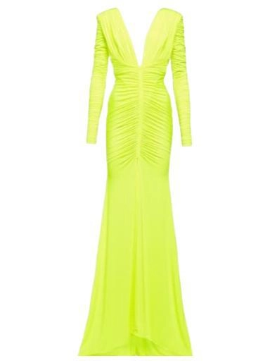 Alex Perry Ruched Satin Gown - Yellow