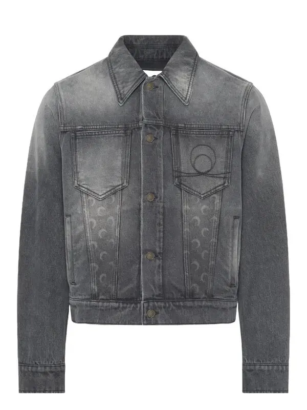 MARINE SERRE Moon Laser Grey Wash Denim Jacket - Gray