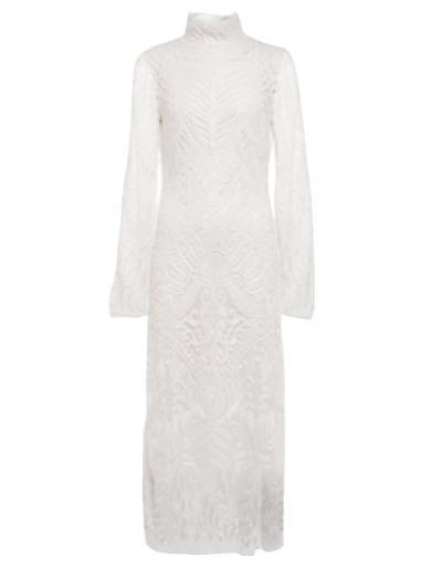 Galvan Borghese Backless Lace Midi Dress - White