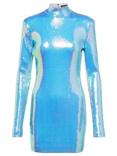 David Koma Sequined High Neck Mini Dress - Blue