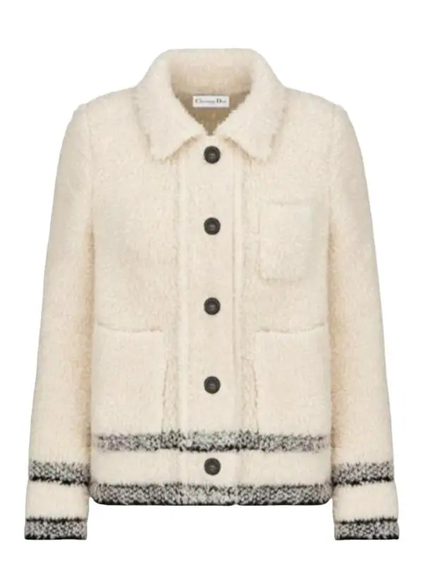 Dior Caro Casual Jacket With Contrasting Logo - Beige
