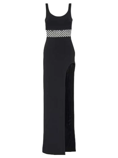David Koma Embellished Cady Gown With Chainmail Detail - Black