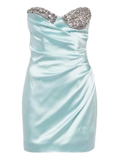 AREA Crystal-embellished Draped Satin Minidress - Blue