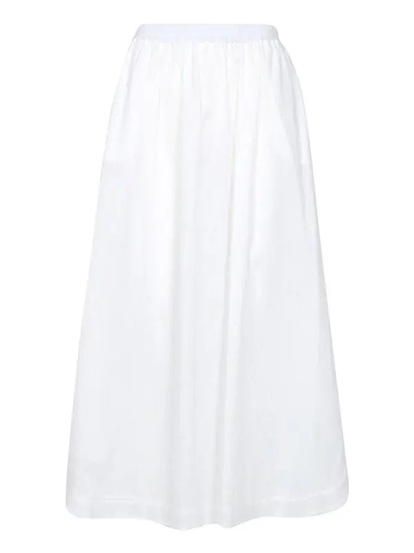 KAOS Flared Elastic Waist Skirt - White