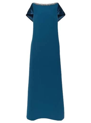 SAFIYAA LONDON Crystal-embellished Crepe Gown With Draped Back - Blue
