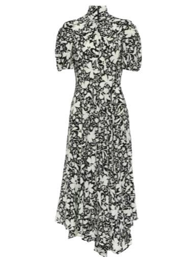 Stella McCartney Floral Silk Midi Dress - Gray