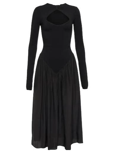 Stella McCartney Cutout Silk-trimmed Midi Dress - Black