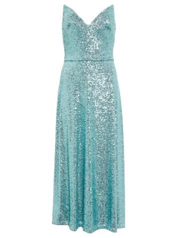 Monique Lhuillier Sequined Sweetheart Neckline Midi Dress - Blue