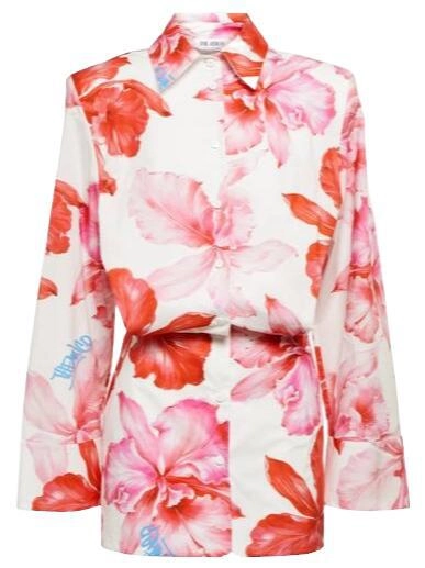 Attico Margot Floral Cotton Shirt Dress - Pink
