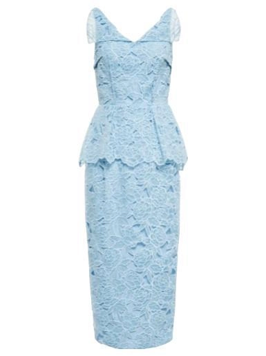 EMILIA WICKSTEAD Maesa Lace Peplum Midi Dress - Blue