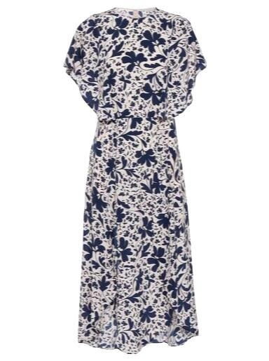 Stella McCartney Floral Silk Midi Dress - Gray