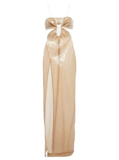 NENSI DOJAKA Sequined Cutout Maxi Dress - Nude