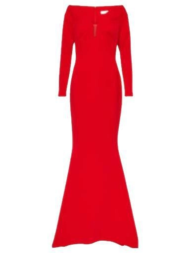 SAFIYAA LONDON Wilson Crêpe Fishtail Gown - Red