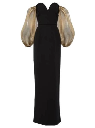 SAFIYAA LONDON Off-the-shoulder Gown With Puff Sleeves - Black