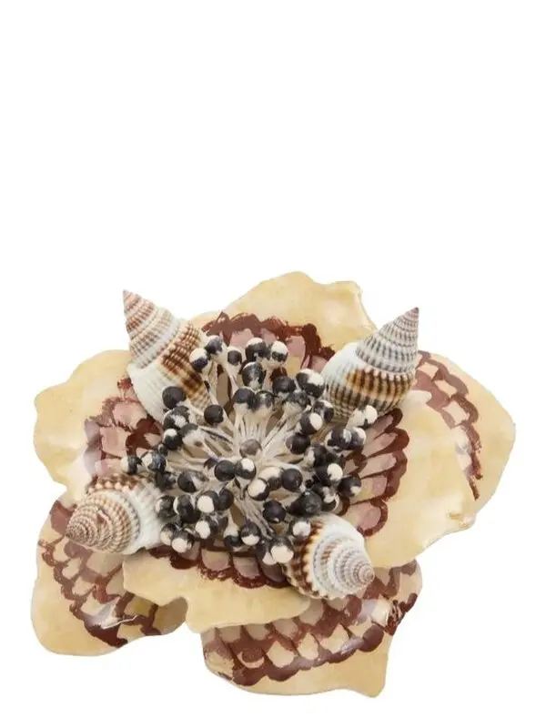 Valentino Garavani Flower Brooch With Snail Detail - Yellow