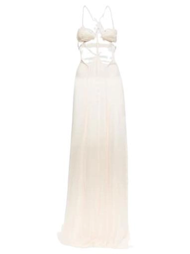 NENSI DOJAKA Bridal Cutout Silk Chiffon Gown - White