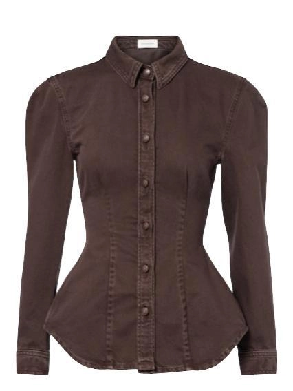 Magda Butrym Peplum Denim Jacket - Brown