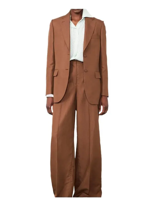 Officine Générale Long-sleeved Suit Jacket With Notch Lapel - Brown