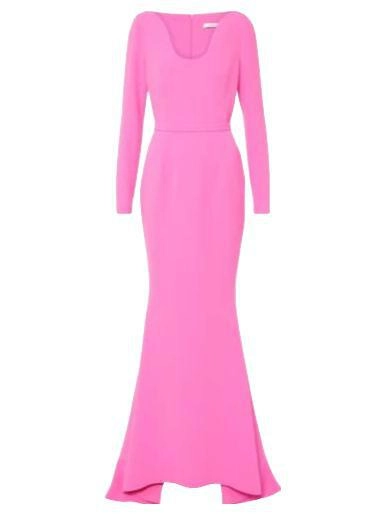 SAFIYAA LONDON Crepe Gown With Detachable Belt And Long Sleeves - Pink