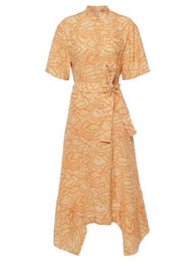 Stella McCartney Printed Asymmetric Silk Midi Dress - Nude