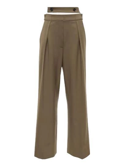 Proenza Schouler Cutout High-rise Wool-blend Pants - Green