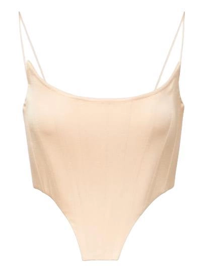 Alex Perry Satin Bustier Top With Spaghetti Straps - Nude