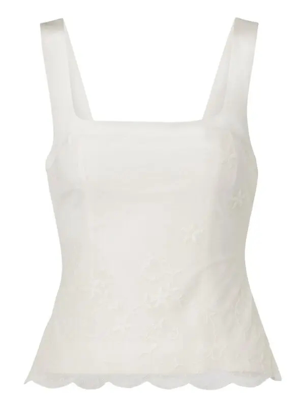 Posse Embroidered Tulle Top - White